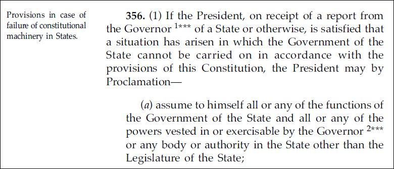 How many times is the President’s Rule imposed so far?