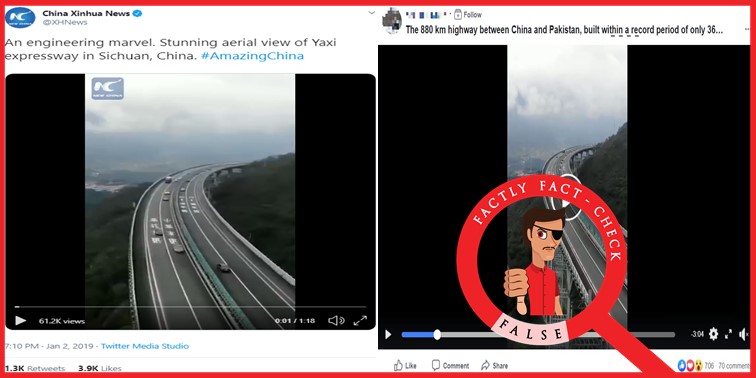 The video is of Yaxi Expressway in Sichuan of China, not the one ...