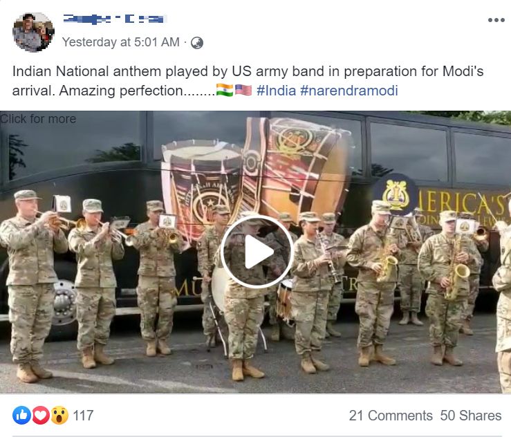 No, this video doesn't show the US army band playing the Indian ...