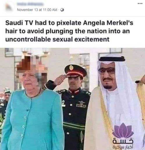 Angela Merkel’s hair was not pixelated by the Saudi TV channels. It was ...