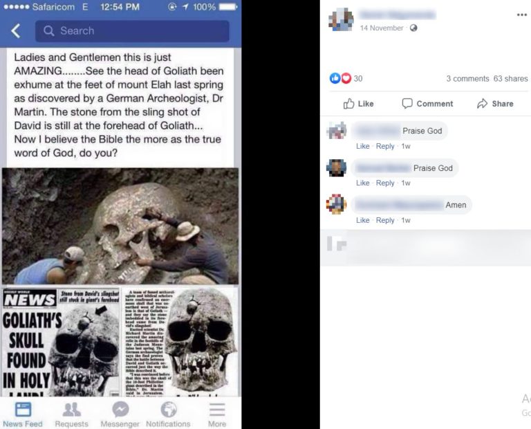 A Photoshopped image is being shared as 'Goliath’s skull exhumed at ...