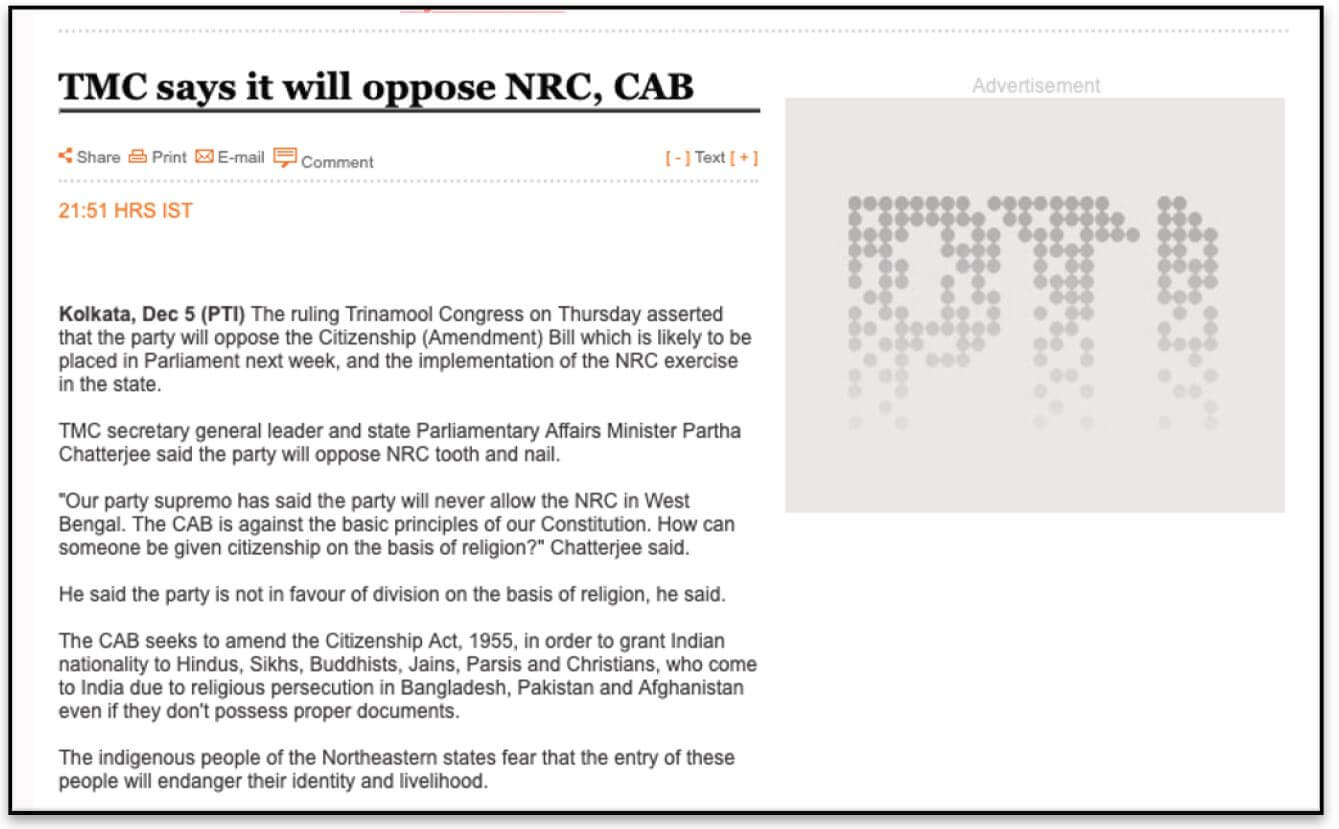 Political Parties & their Changing stands on NRC & CAA
