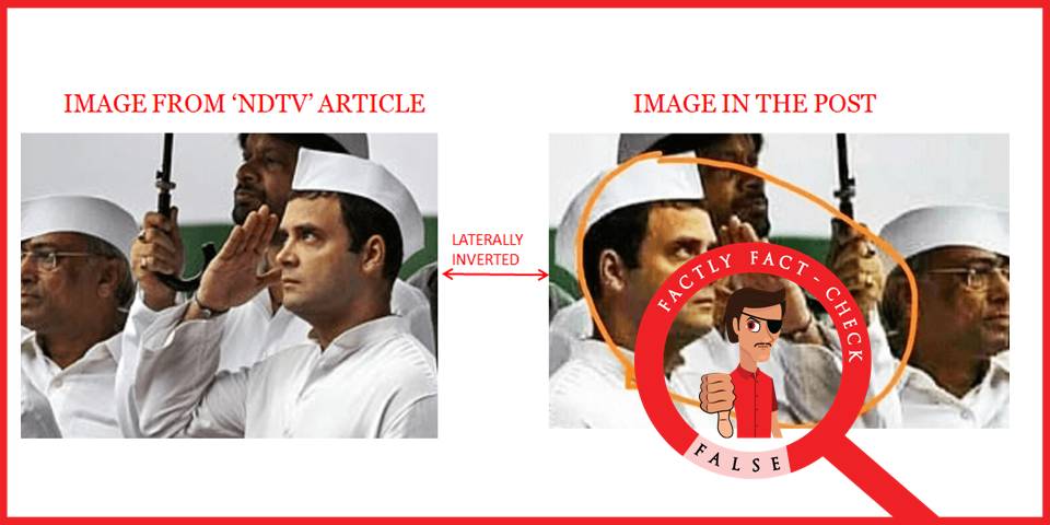 The image in the post showing Rahul Gandhi saluting with the left hand ...