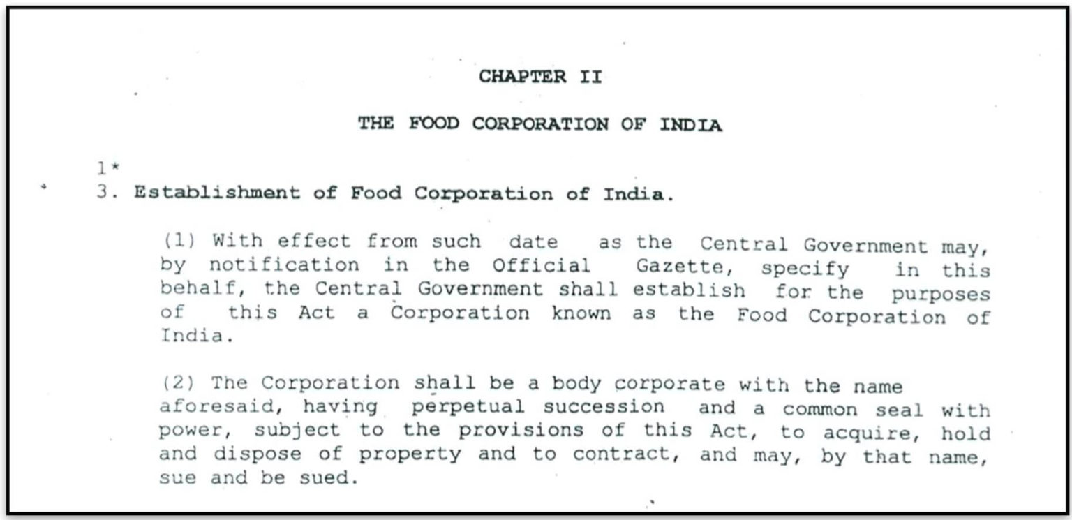 What is the role of FCI in food grain procurement & food security?