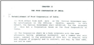 What is the role of FCI in food grain procurement & food security?