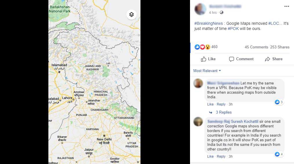 Google Maps removed LoC? No, it appears so only when searched from ...