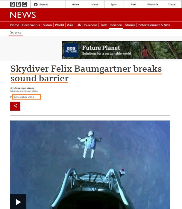 A Supersonic freefall video shared as an astronaut jumping from his ...