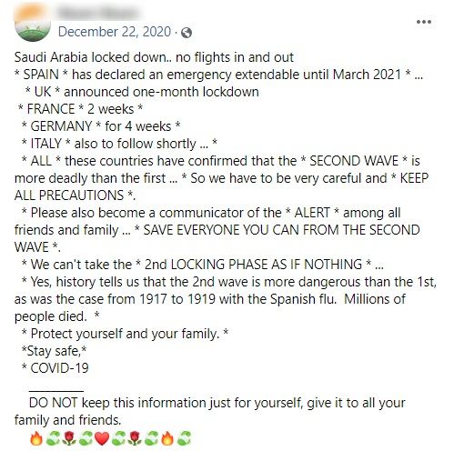 Old message revived as new lockdown restrictions in various countries ...