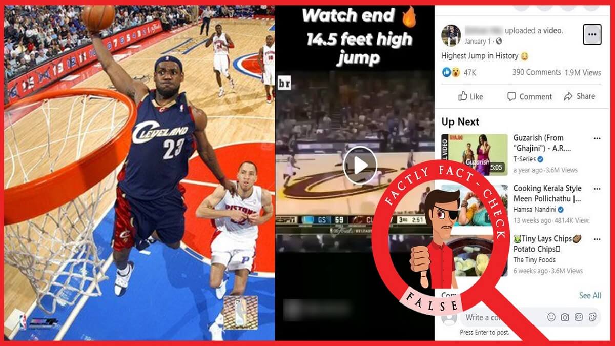 Edited videos show Lebron James's slam dunk by jumping to a monstrous ...