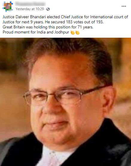 Justice Dalveer Bhandari was not elected as ‘Chief Justice’ of ICJ ...