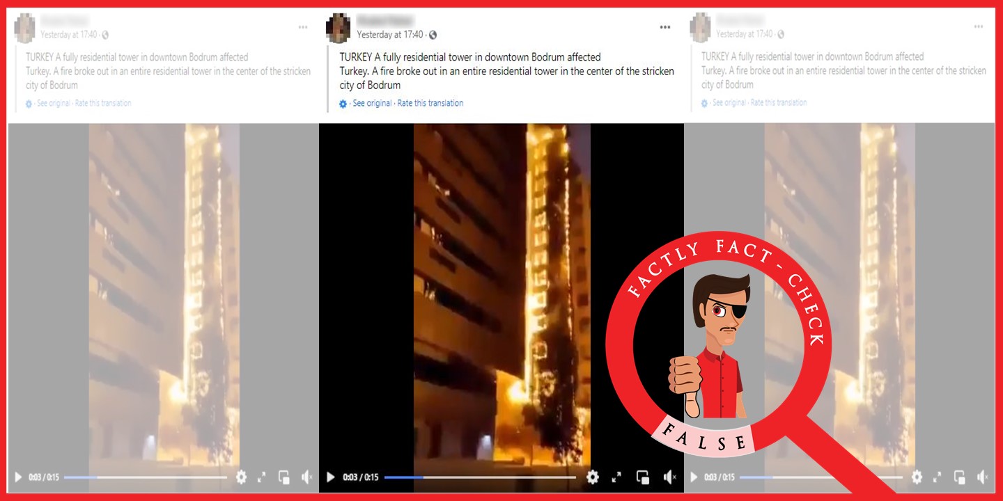 This video of a building under fire is from Abu Dhabi, not Turkey - FACTLY