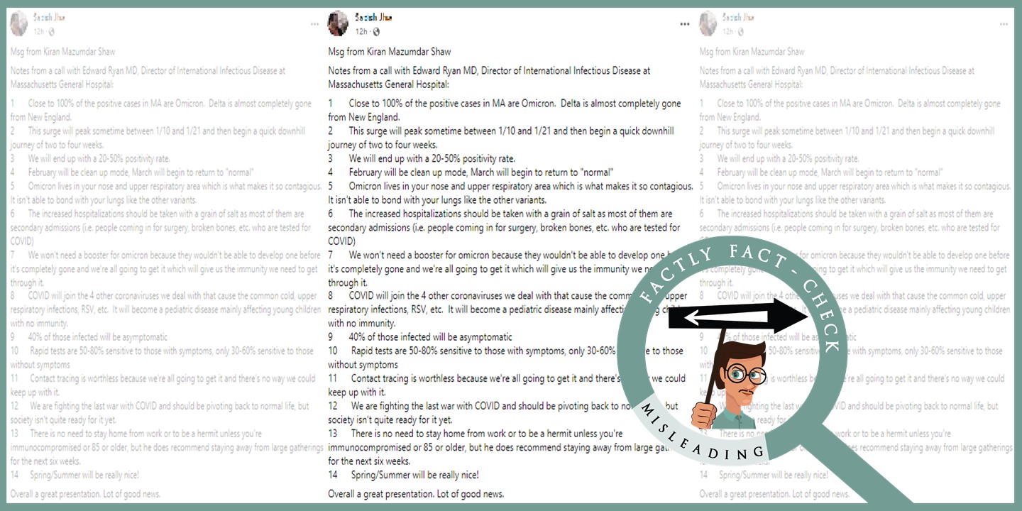 This COVID-19 message which lacks context, is not given by Kiran ...