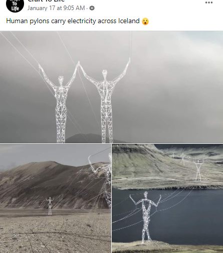The human-shaped pylons in these pictures are just proposals; they are ...