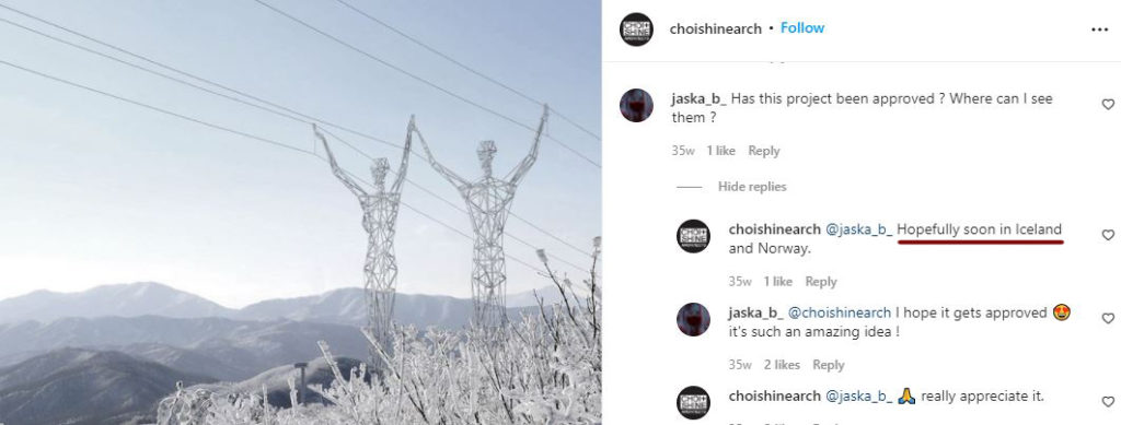 The human-shaped pylons in these pictures are just proposals; they are ...