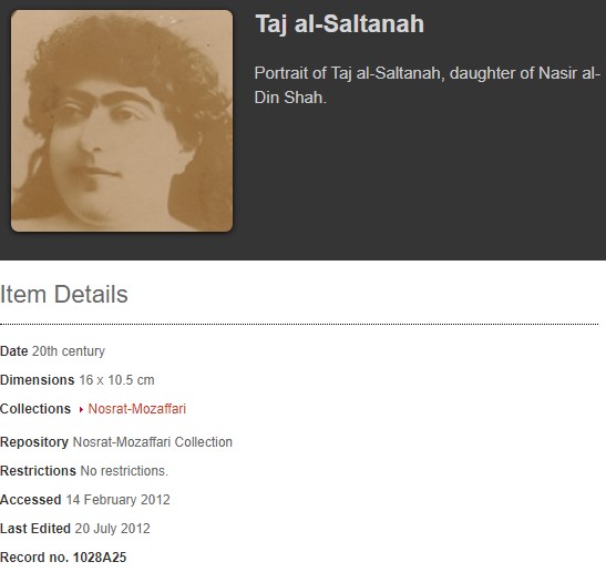 This photo shows images of two different women who belong to the Qajar ...