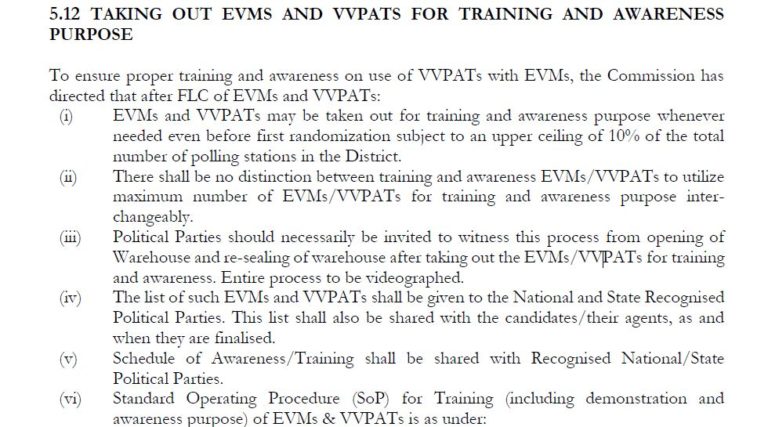 The ‘Training/Awareness EVM’ sticker can be seen on the EVMs caught in ...