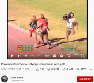 This video of cameraman outrunning athletes is from a commercial - FACTLY