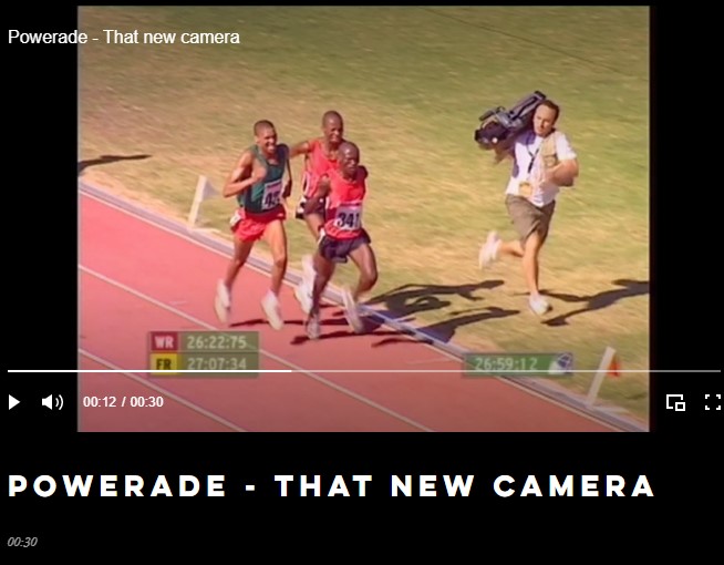 This video of cameraman outrunning athletes is from a commercial - FACTLY