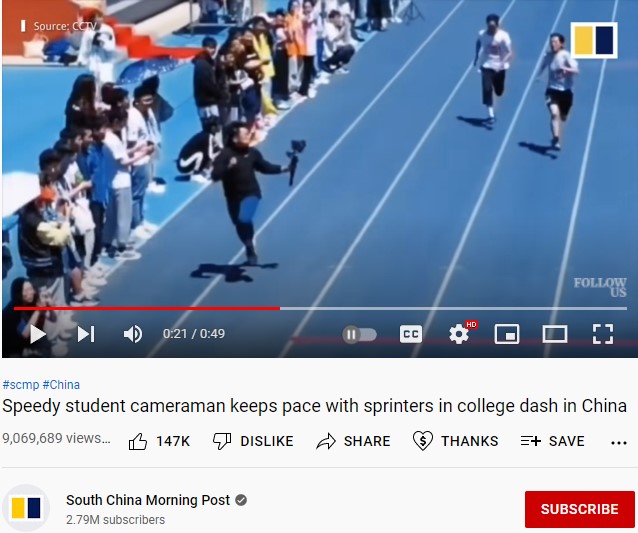 This video of cameraman outrunning athletes is from a commercial - FACTLY