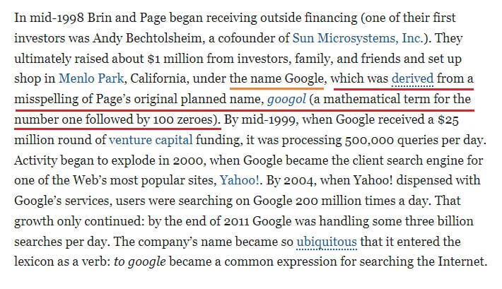 The word ‘Google’ was derived from the mathematical number Googol ...