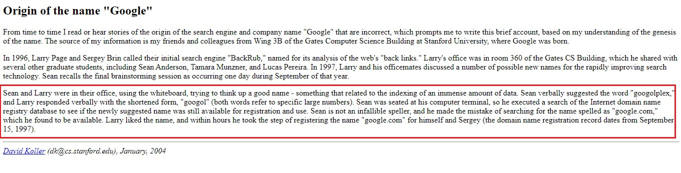 The word ‘Google’ was derived from the mathematical number Googol ...