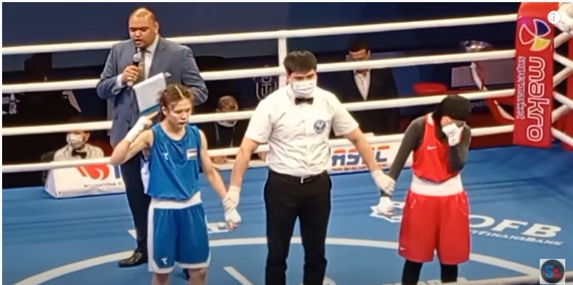 Clipped video shared as visuals of a Muslim woman boxer preventing the ...