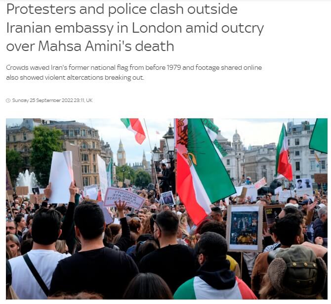 Video of anti-Hijab protestors clashing with police in London is shared ...