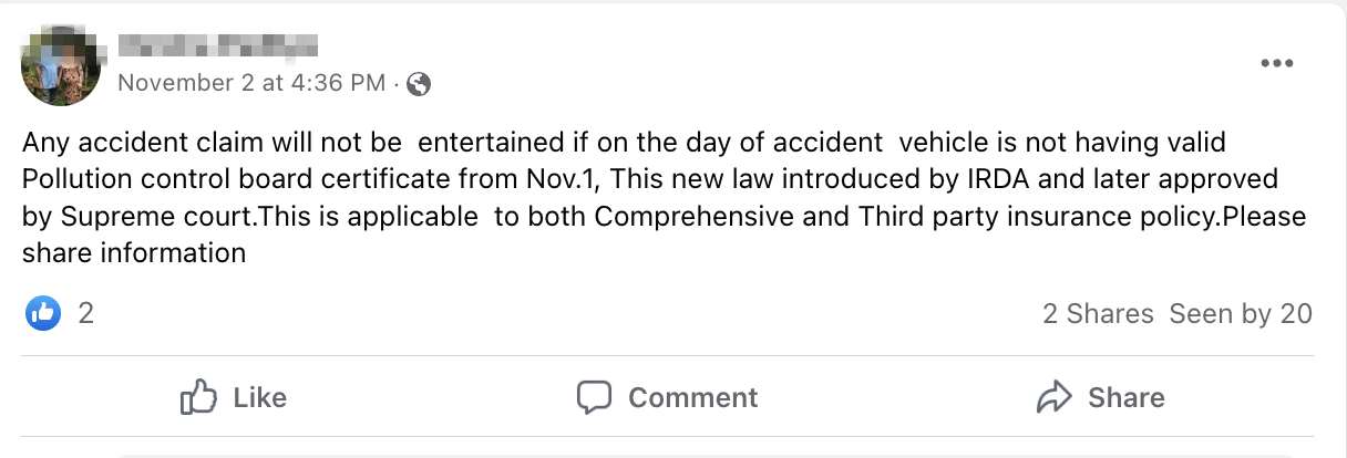 Valid Pollution Certificate is not mandatory to claim accident ...