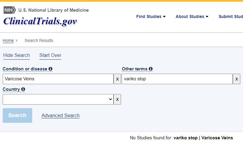 There is no Research to support the effectiveness of ‘Variko stop ...