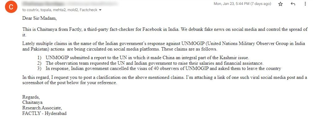 మోదీ ప్రభుత్వం UNMOGIP దౌత్యవేత్తల వీసాలను రద్దు చేసిందన్న వార్తలో నిజం ...