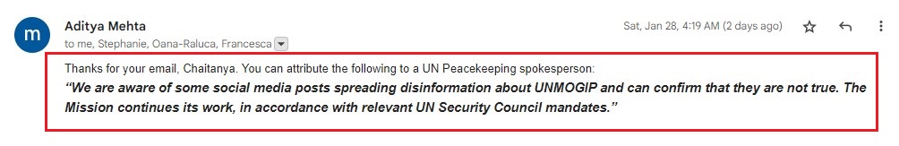 మోదీ ప్రభుత్వం UNMOGIP దౌత్యవేత్తల వీసాలను రద్దు చేసిందన్న వార్తలో నిజం ...