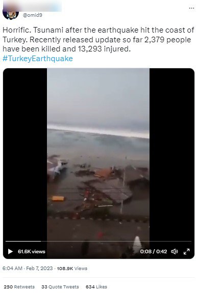 Old and unrelated videos shared as the visuals of Turkey's coast hit by ...