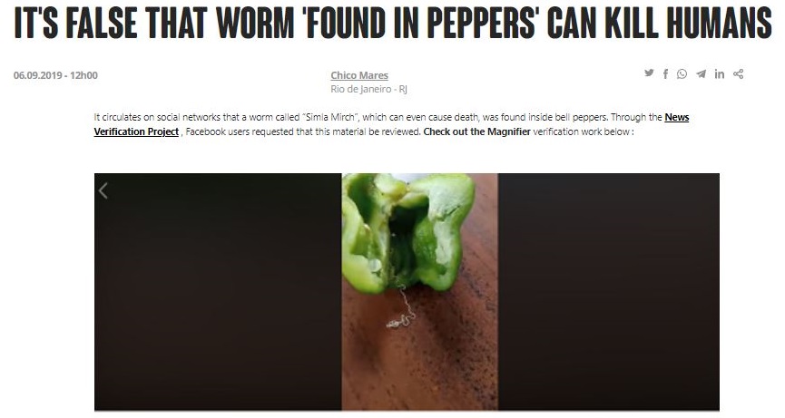 The worm spotted inside the green bell pepper in the video is not ...
