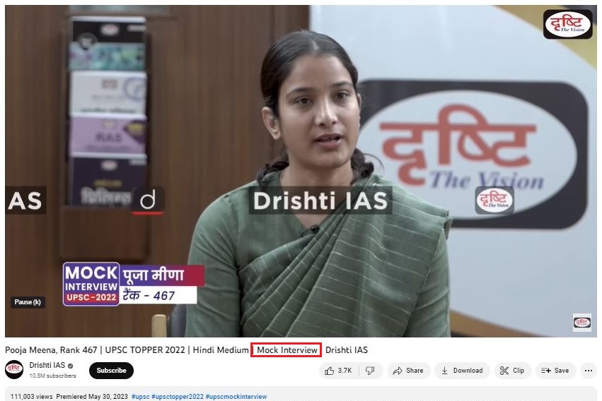 A mock interview video by Drishti IAS Academy is shared as real footage of the UPSC Final Oral ...