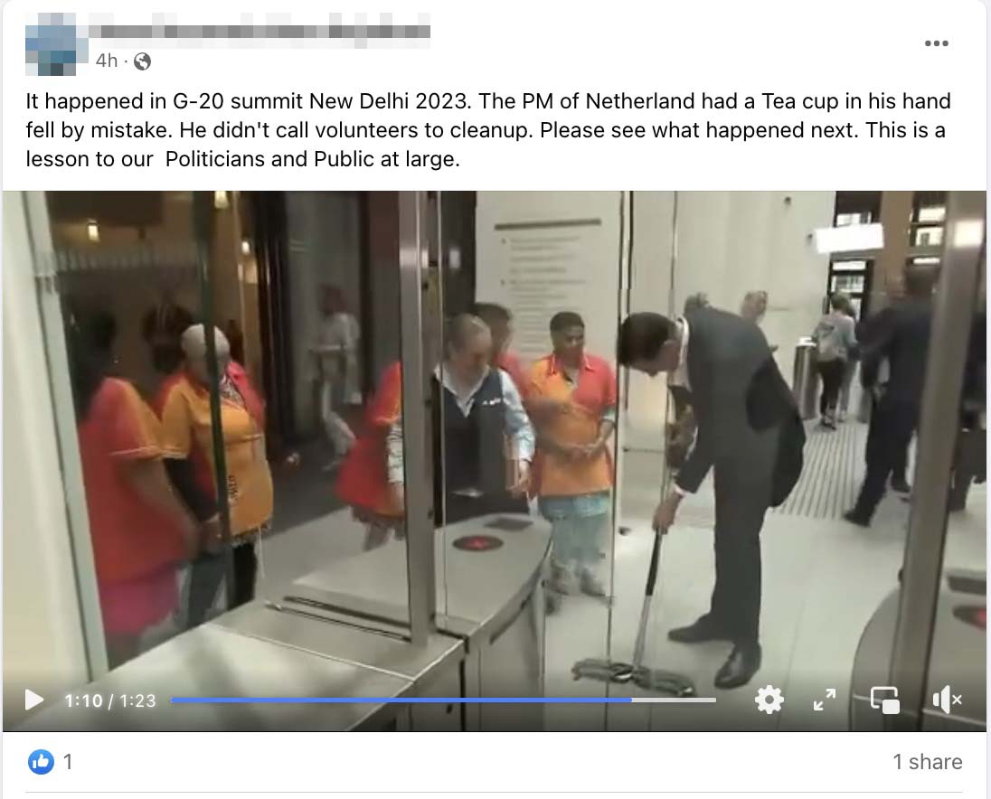 An old video of the Netherlands PM mopping floor is being shared as an incident that happened ...