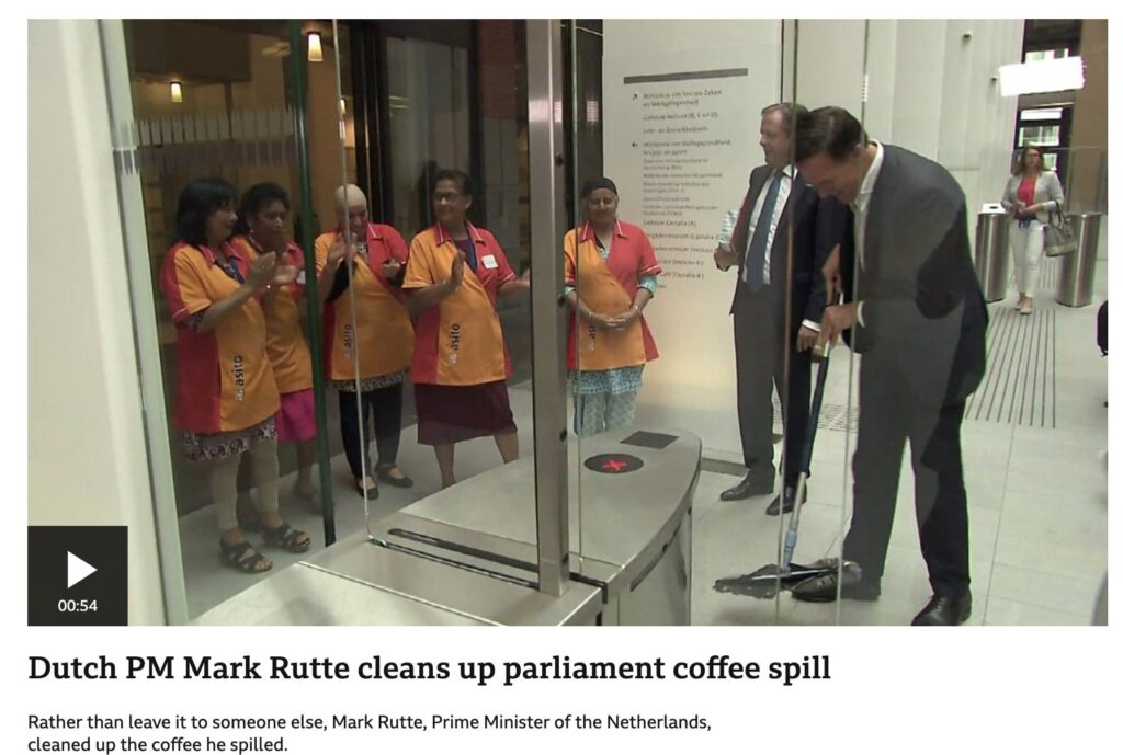 An old video of the Netherlands PM mopping floor is being shared as an incident that happened ...