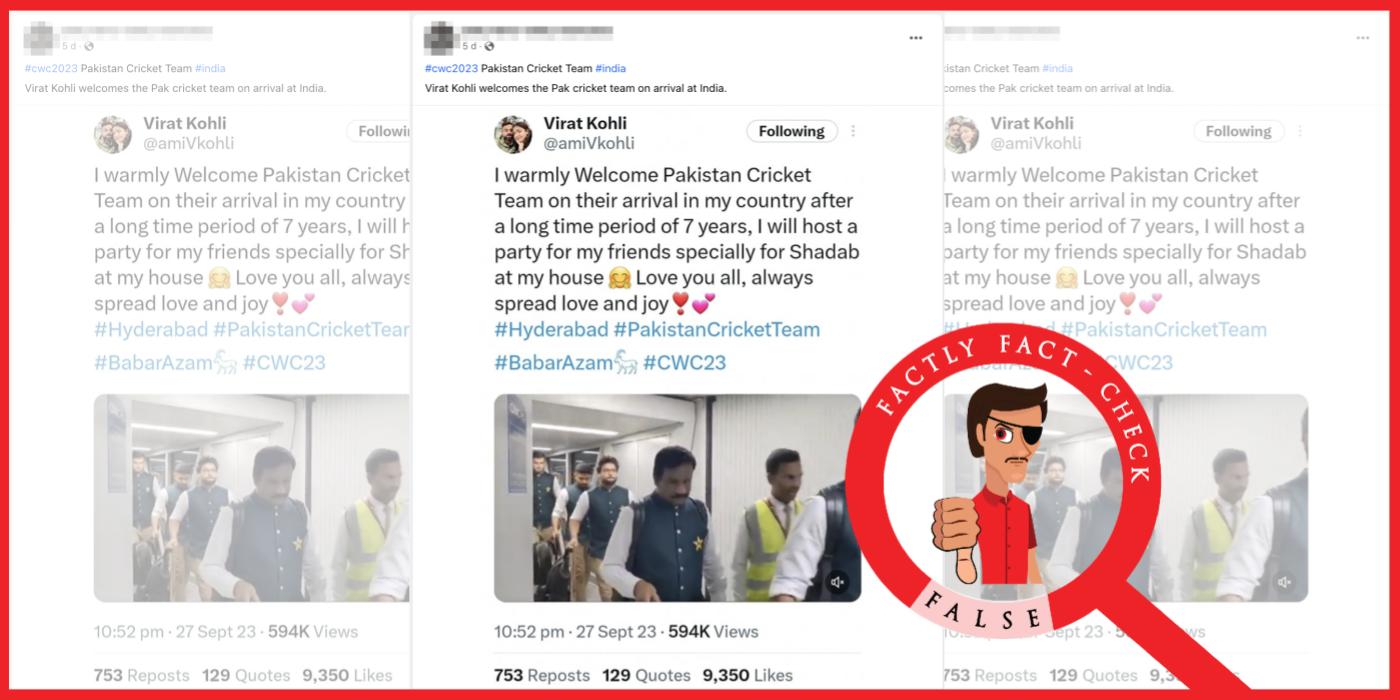 Virat Kohli's alleged tweet welcoming the Pakistani Cricket team to India was made by a parody ...