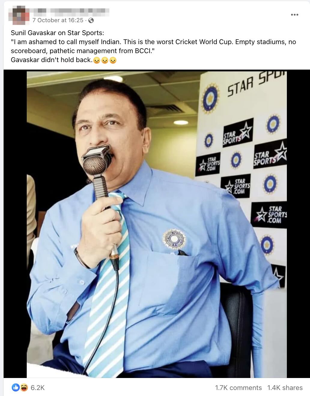 Sunil Gavaskar did not criticise BCCI for poor management of ICC Men’s ODI World Cup 2023 - FACTLY