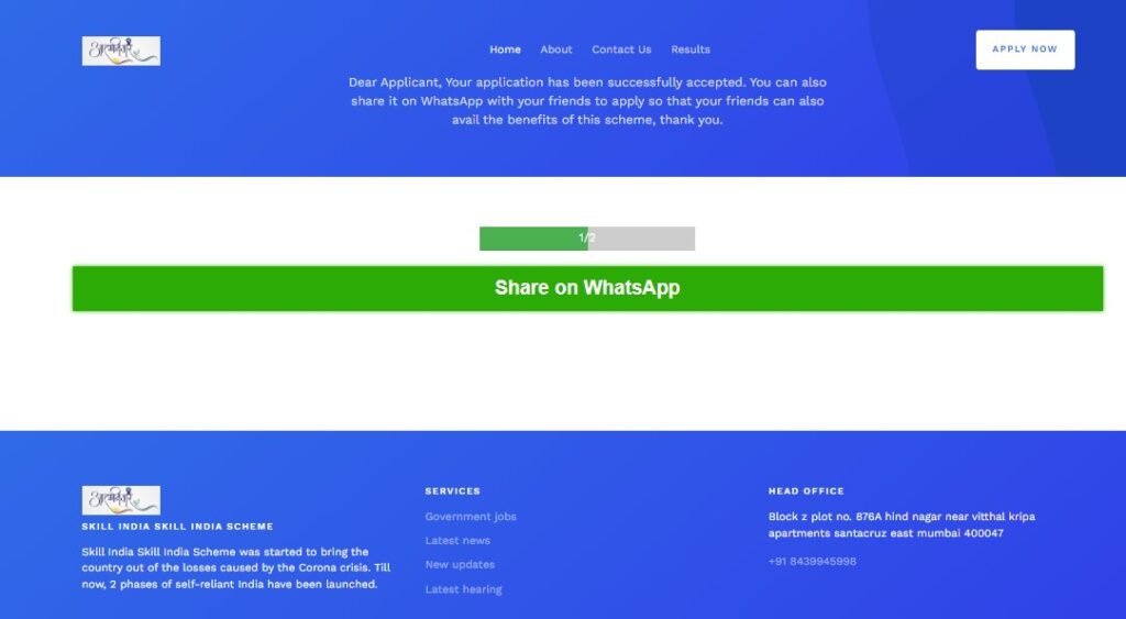 This ‘Kaushal Bharat Kushal Bharat Yojana’ website inviting applications using the name of ...