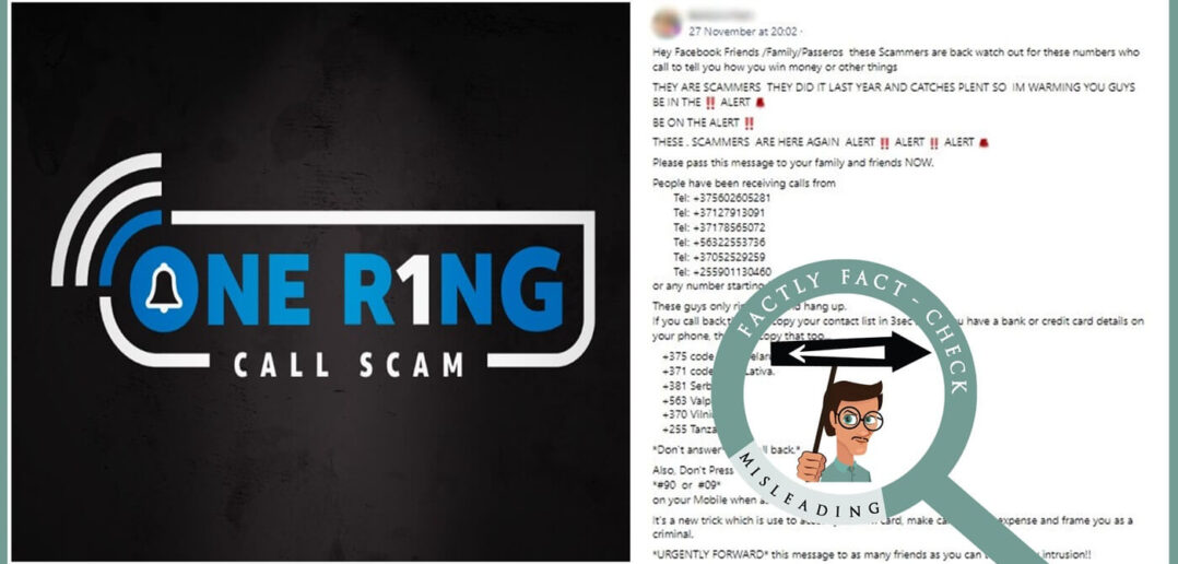 Scammers cannot obtain personal or bank details through the 'One-Ring ...