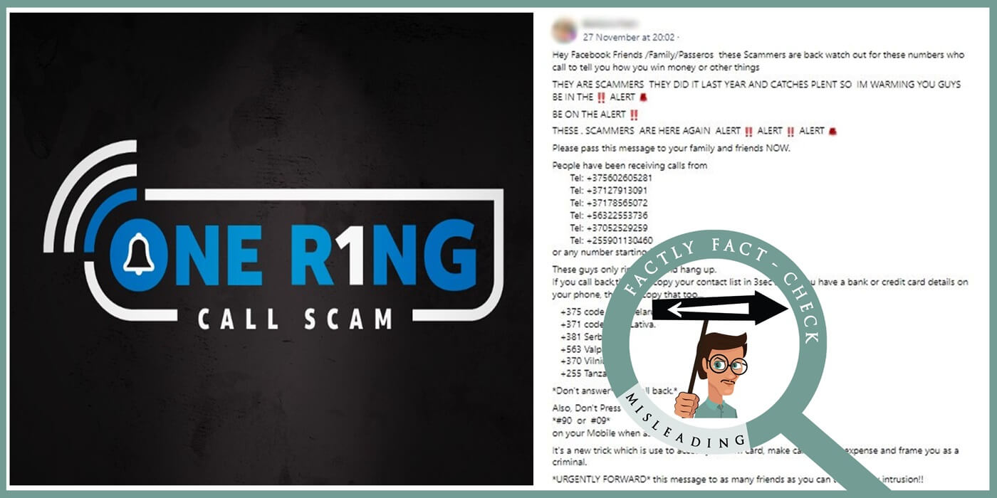 Scammers cannot obtain personal or bank details through the 'One-Ring ...