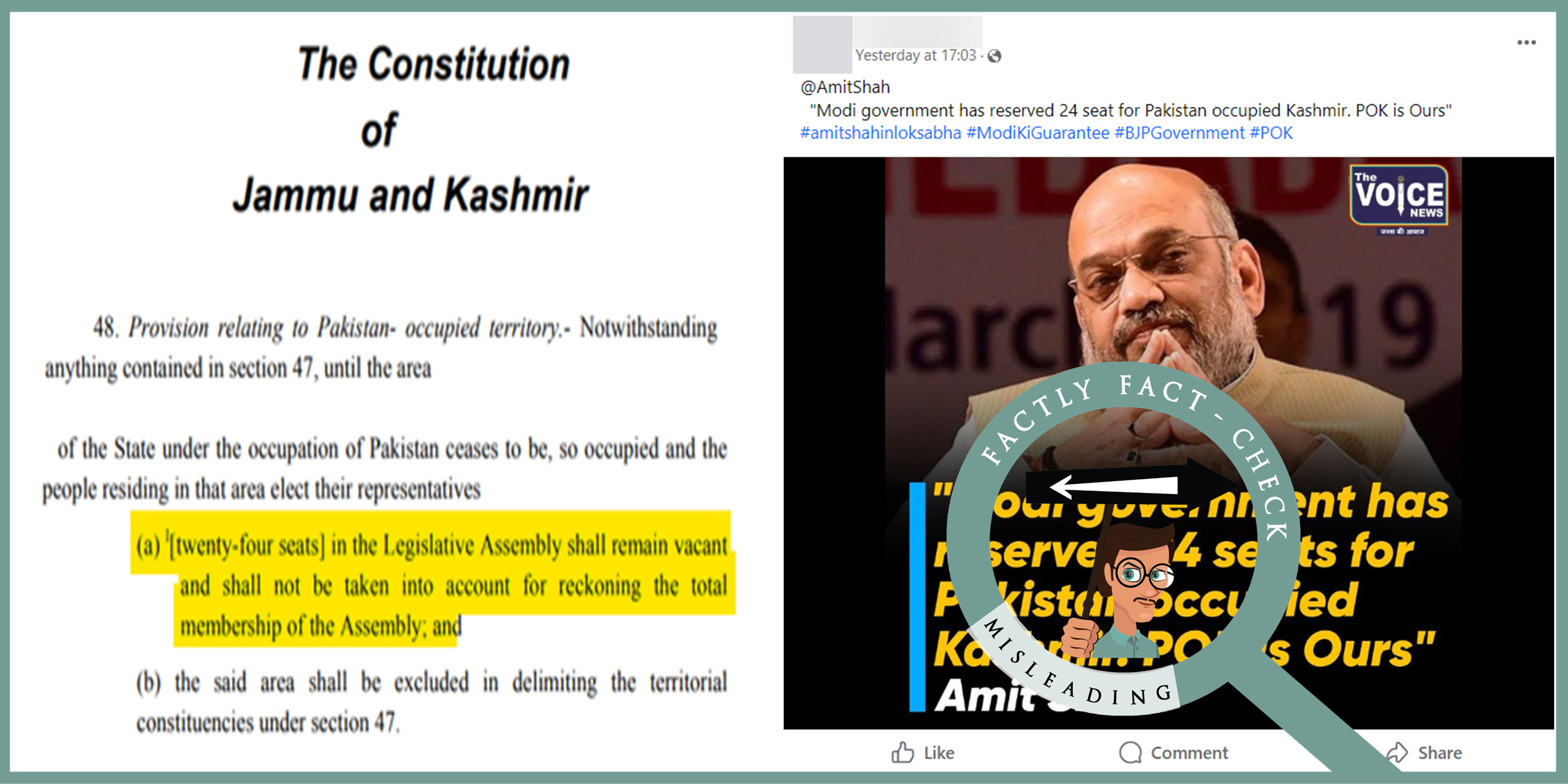 Seats had been reserved for the Pakistan-occupied Kashmir (PoK) region ...