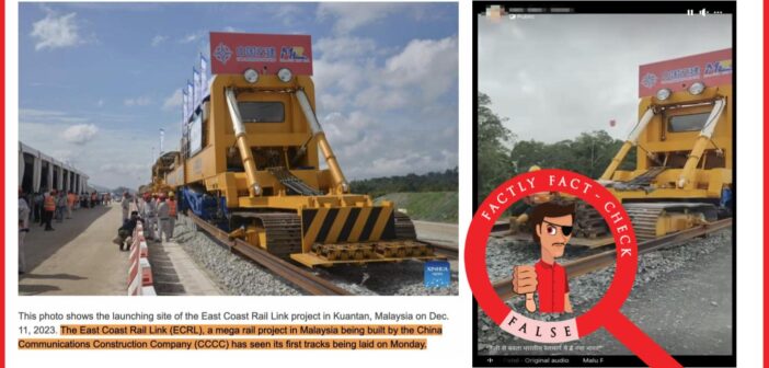 A video of a Malaysian railway track-laying project is falsely ...