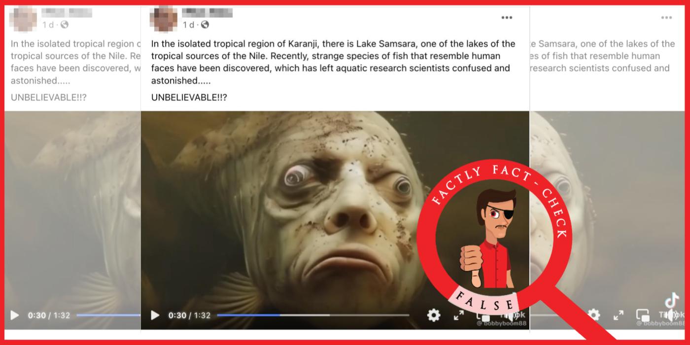 An AI-generated video of a human-faced fish is being shared as real ...