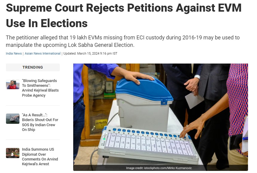 No, the Election Commission did not declare its intention to conduct elections using ballot ...