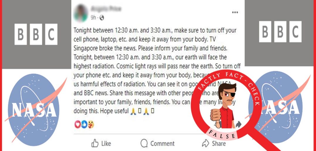 This viral message advising people to switch off their phones for protection from cosmic rays is ...