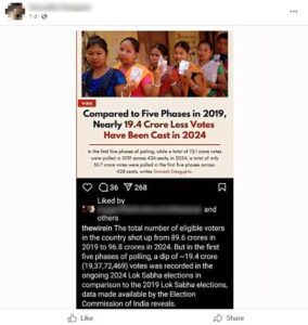 Voter Turnout Percentage in the constituencies that went to polls in the first 5 phases of the ...