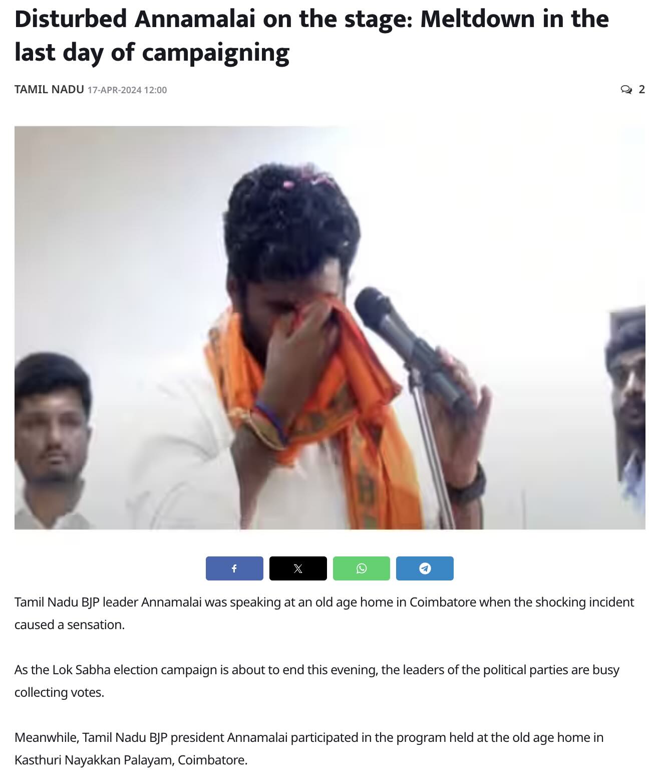 An old video of Annamalai is now falsely shared as him crying after ...