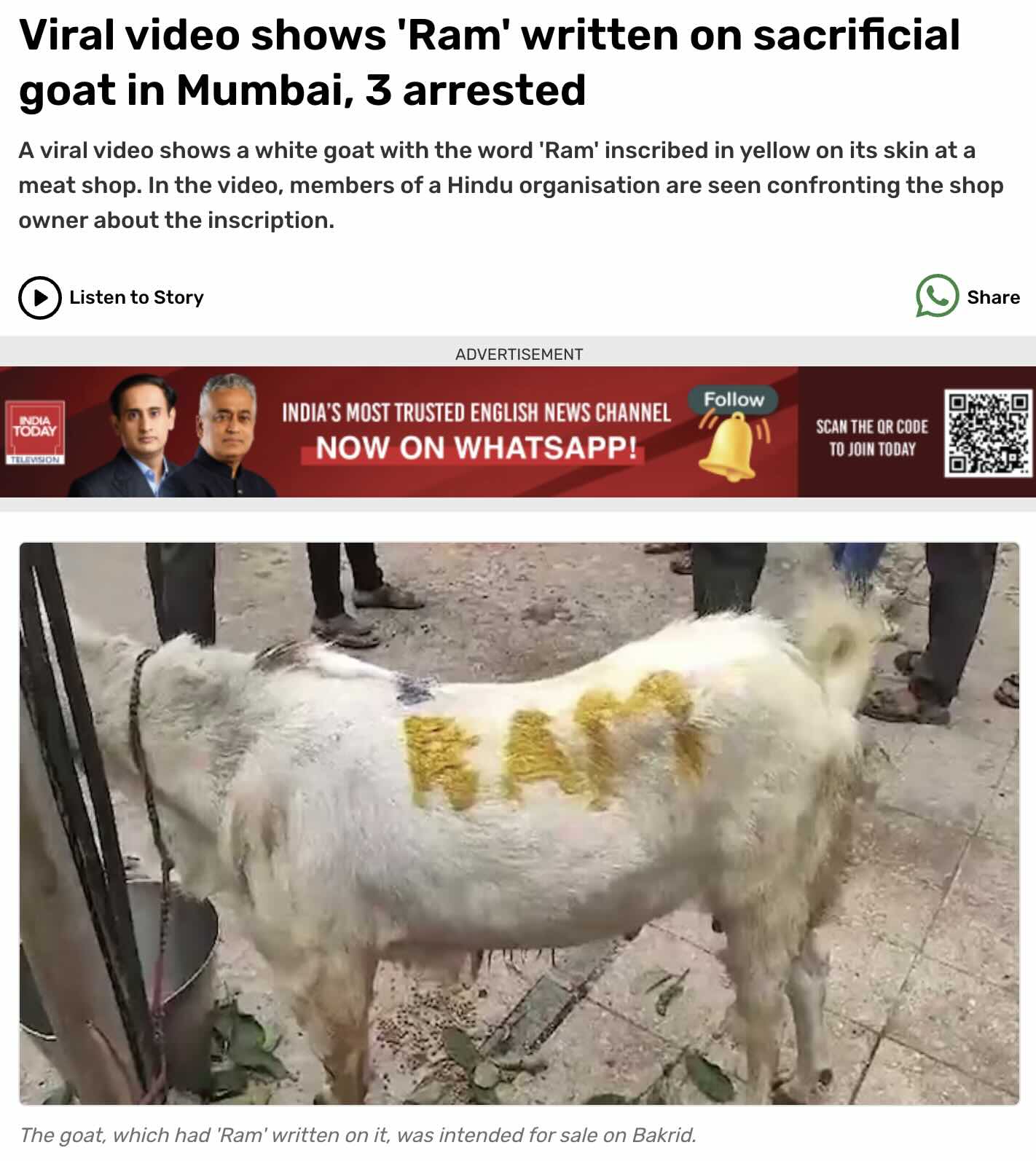 Mumbai police arrested three people in the ‘Ram Written on Goat’ case ...