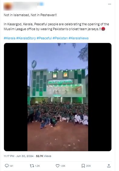 IUML activists did not wear Pakistani cricket team jerseys during the ...